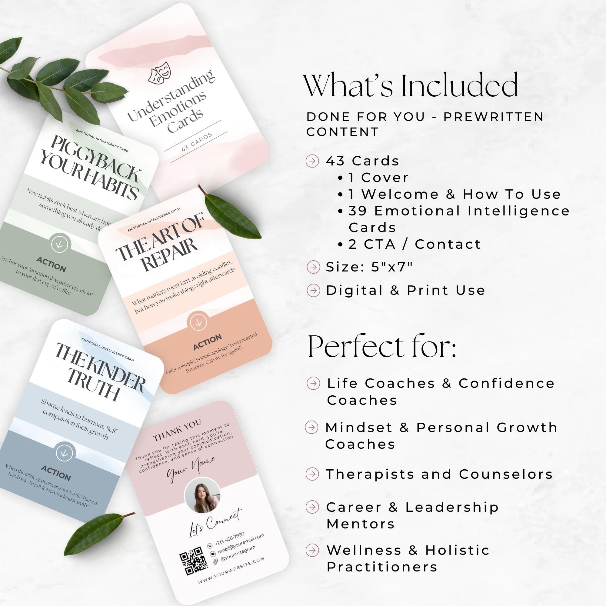Emotional Intelligence Cards, Life Coaching Tools, Understanding ...