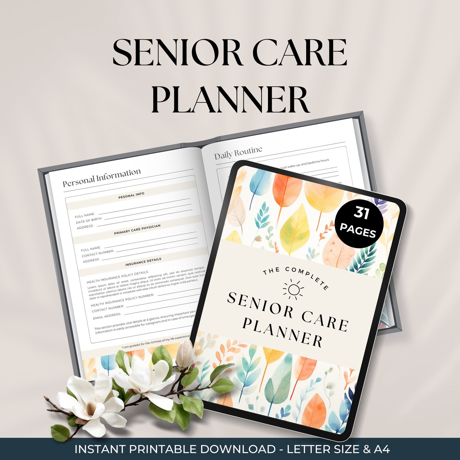 Elderly Care Planner, Caregiving Checklist, Caregiver Task List, Senior ...