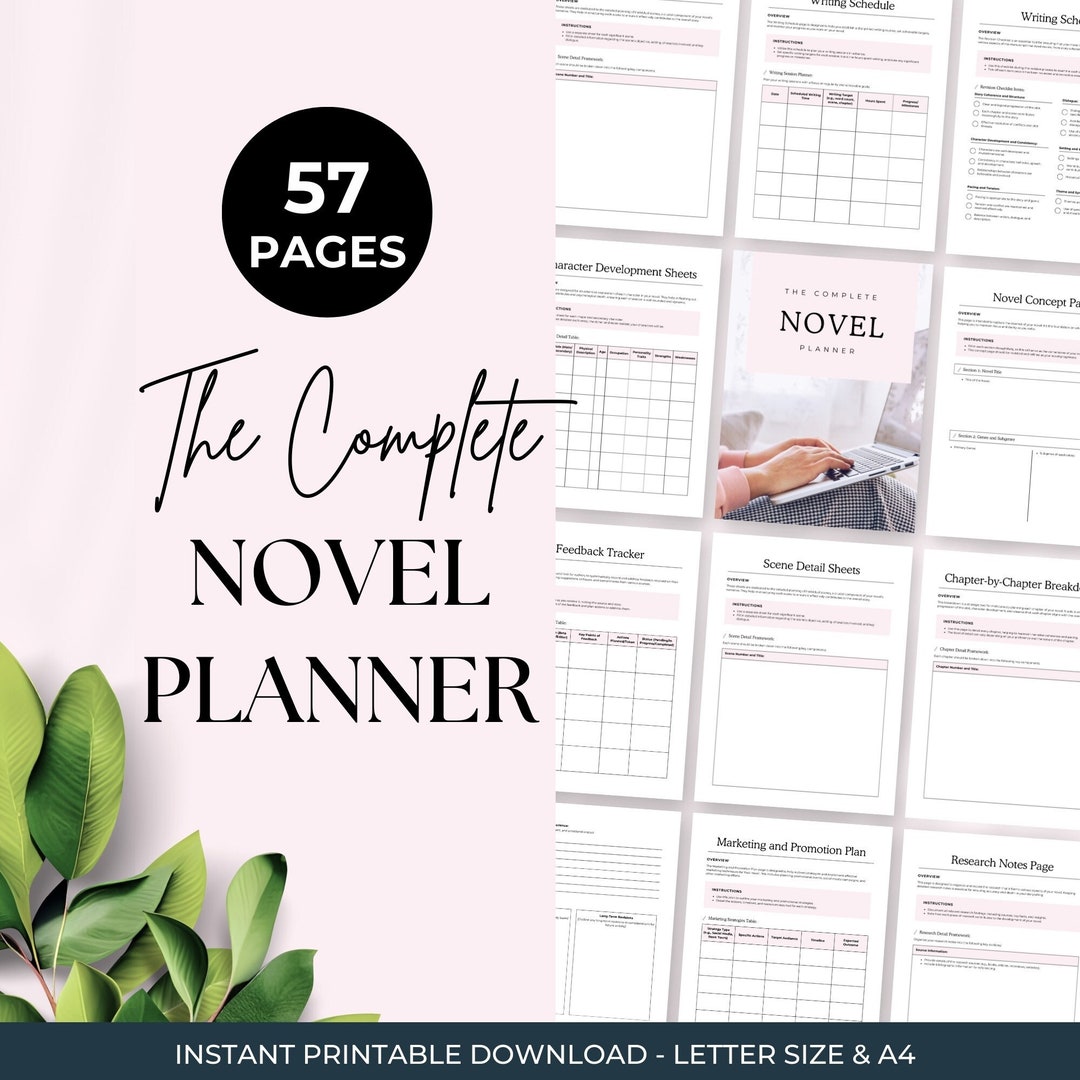 Novel Planner Printable, Writing Workbook PDF, Writing Planner ...