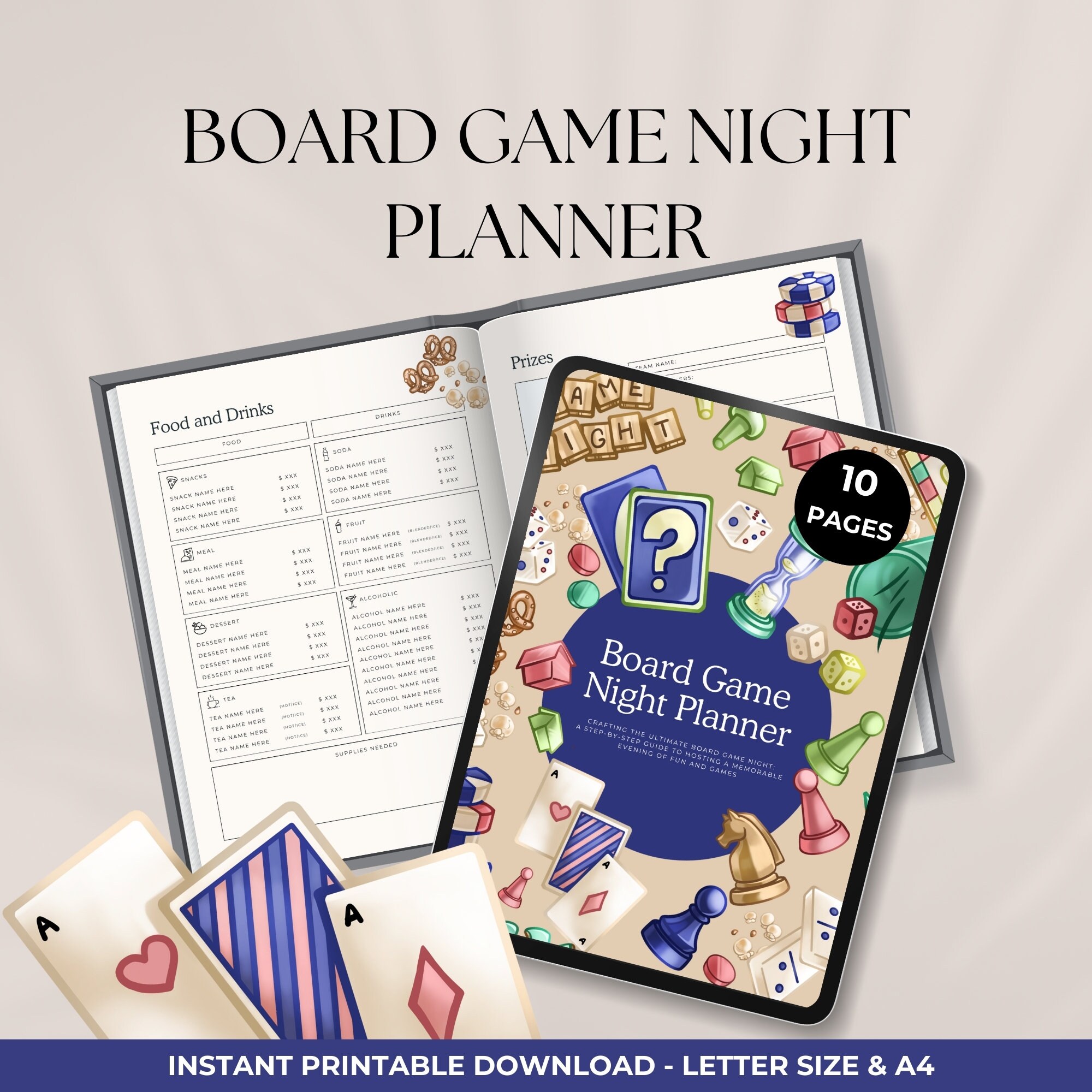 Board Game Night Planner Printable, Event Planner, Family Game Night ...