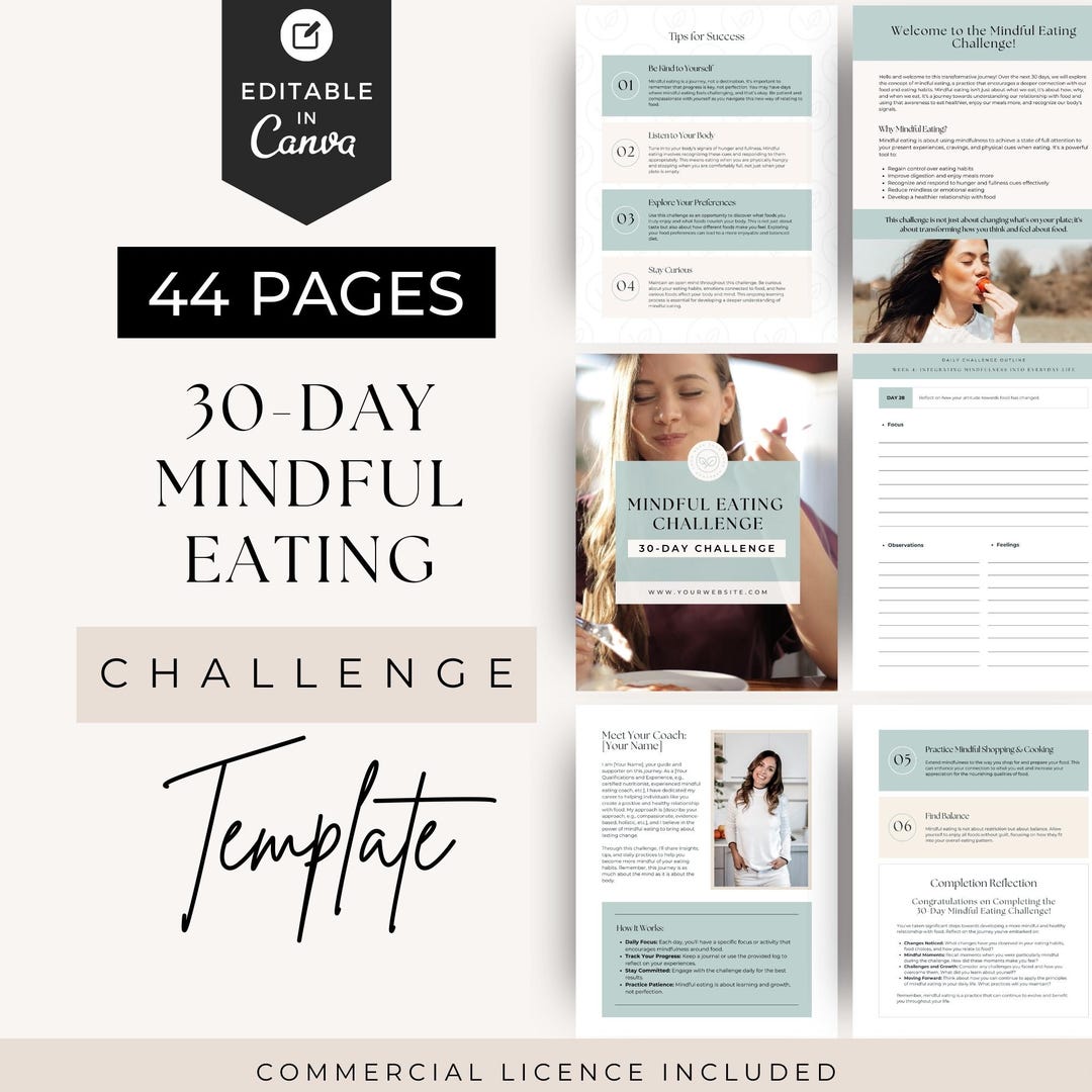 Mindful Eating Challenge Guide for Client, Health Coach Lead Magnet ...