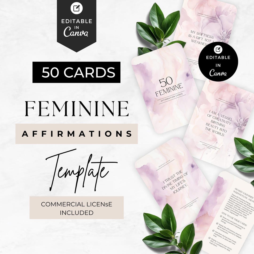 Feminine Affirmation Cards, Women Empowerment Deck, Self-care and ...