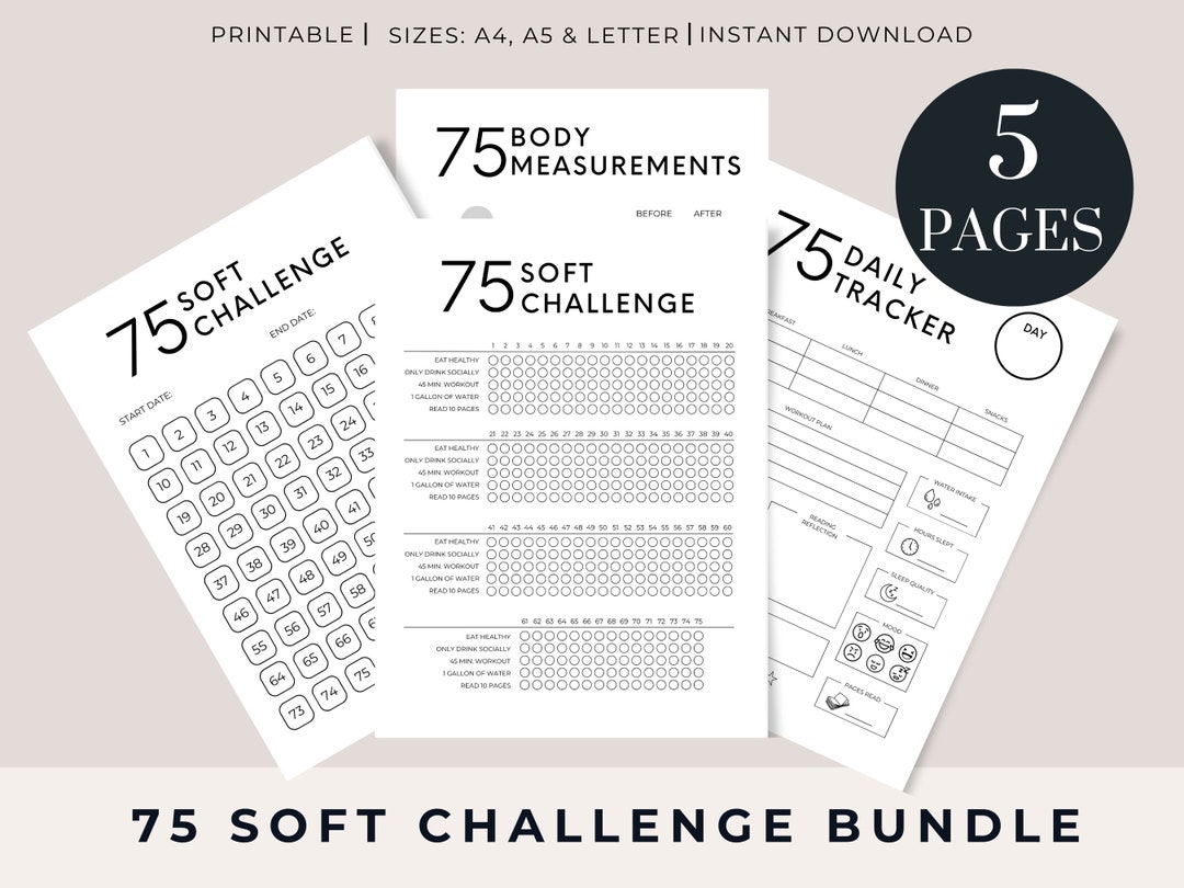 75 Soft Challenge Printable, 75 Soft Planner, Soft 75 Challenge, Soft ...