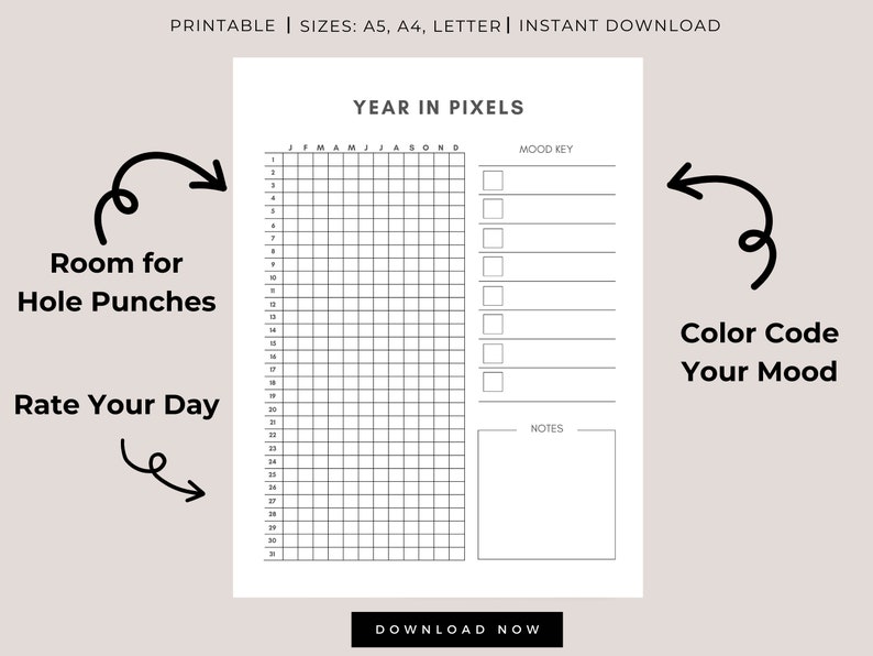 Mood Tracker, Daily Mood Tracker, Year in Pixels, Track My Moods ...