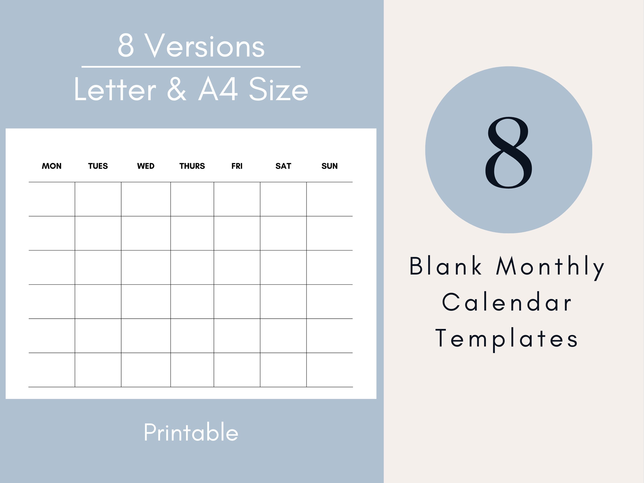 Blank Monthly Calendar Templates, Monthly Calendar, Monthly Notes ...
