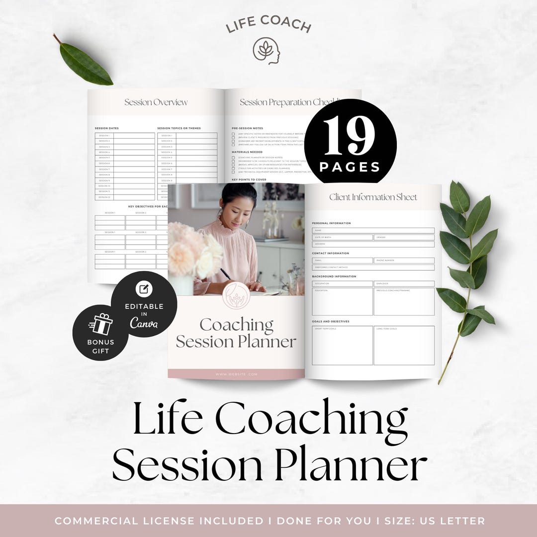 Life Coach Session Planner Template, Client Tracker & Organizer ...