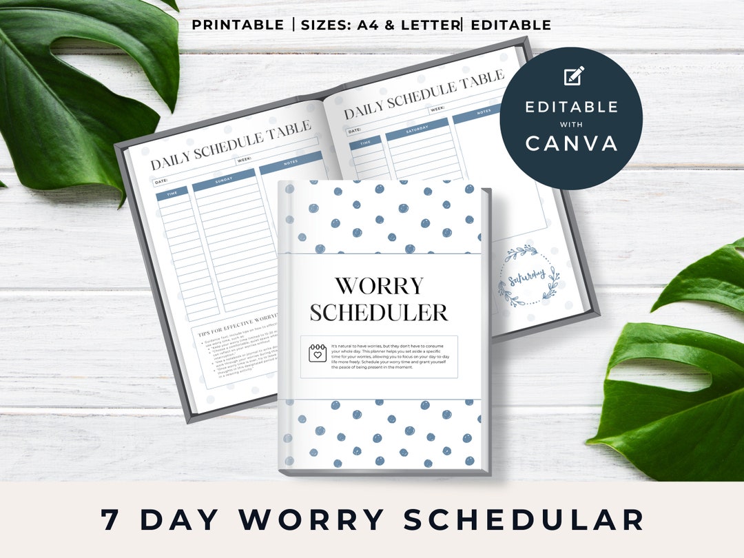 Worry Schedular Editable Template. Track Your Worries Printable ...