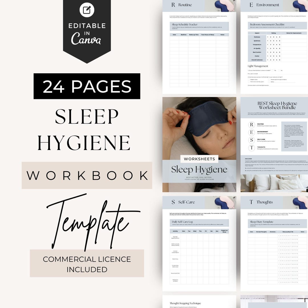 Sleep Hygiene Worksheets, REST Workbook, Life Coach Lead Magnet ...