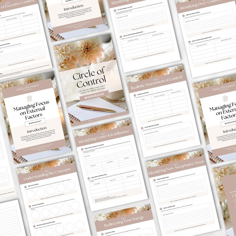 Circle of Control Worksheets Template, Therapy Workbook, Life Coach ...