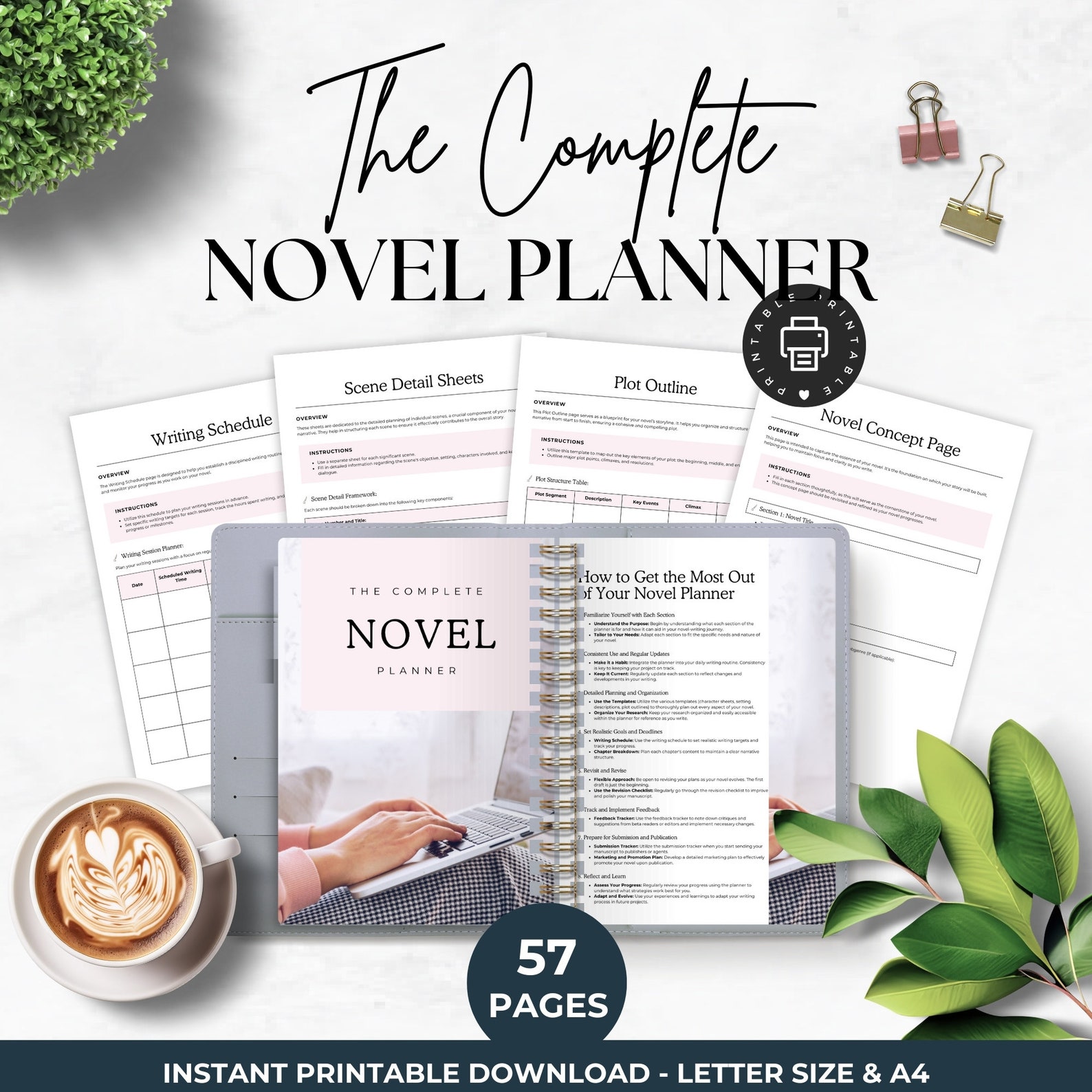 Novel Planner Printable, Writing Workbook PDF, Writing Planner ...