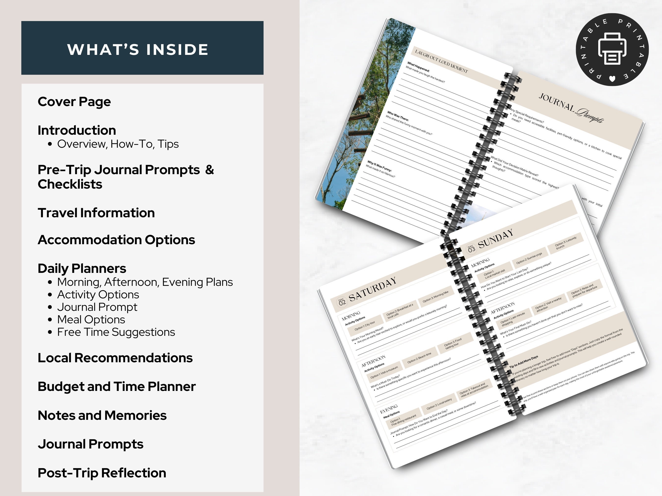 Weekend Getaway Itinerary Printable, Travel Itinerary Template ...