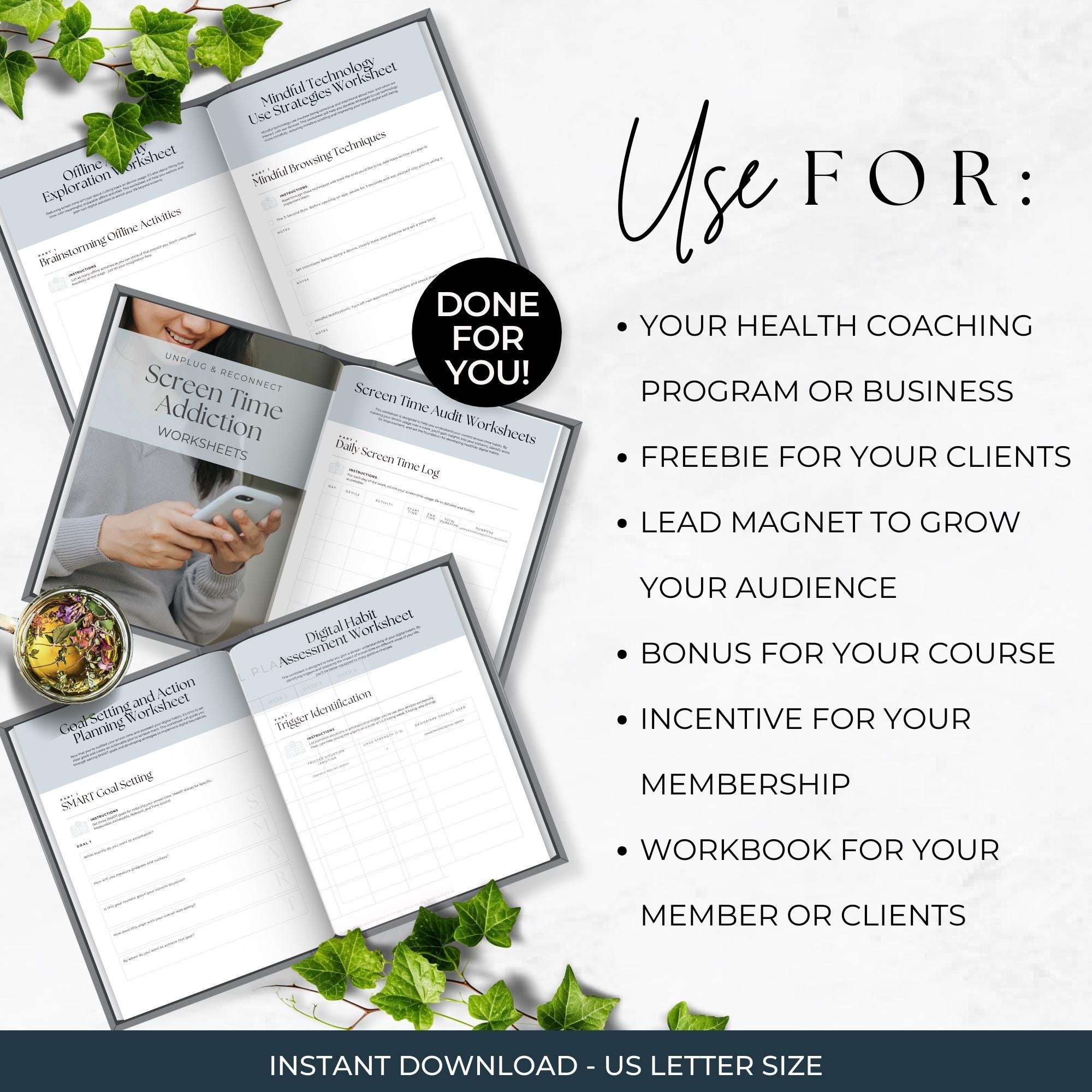 Screen Time Addiction Worksheets, Digital Dopamine Detox Workbook, CBT ...