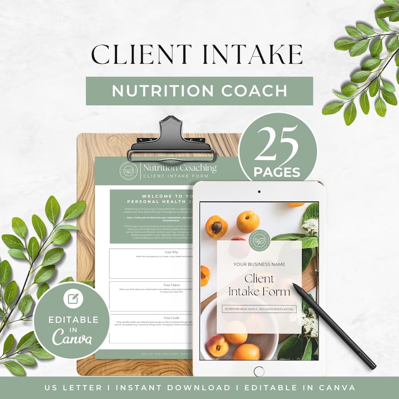 Nutrition Coach Intake Form, Editable New Client Questionnaire, Client ...