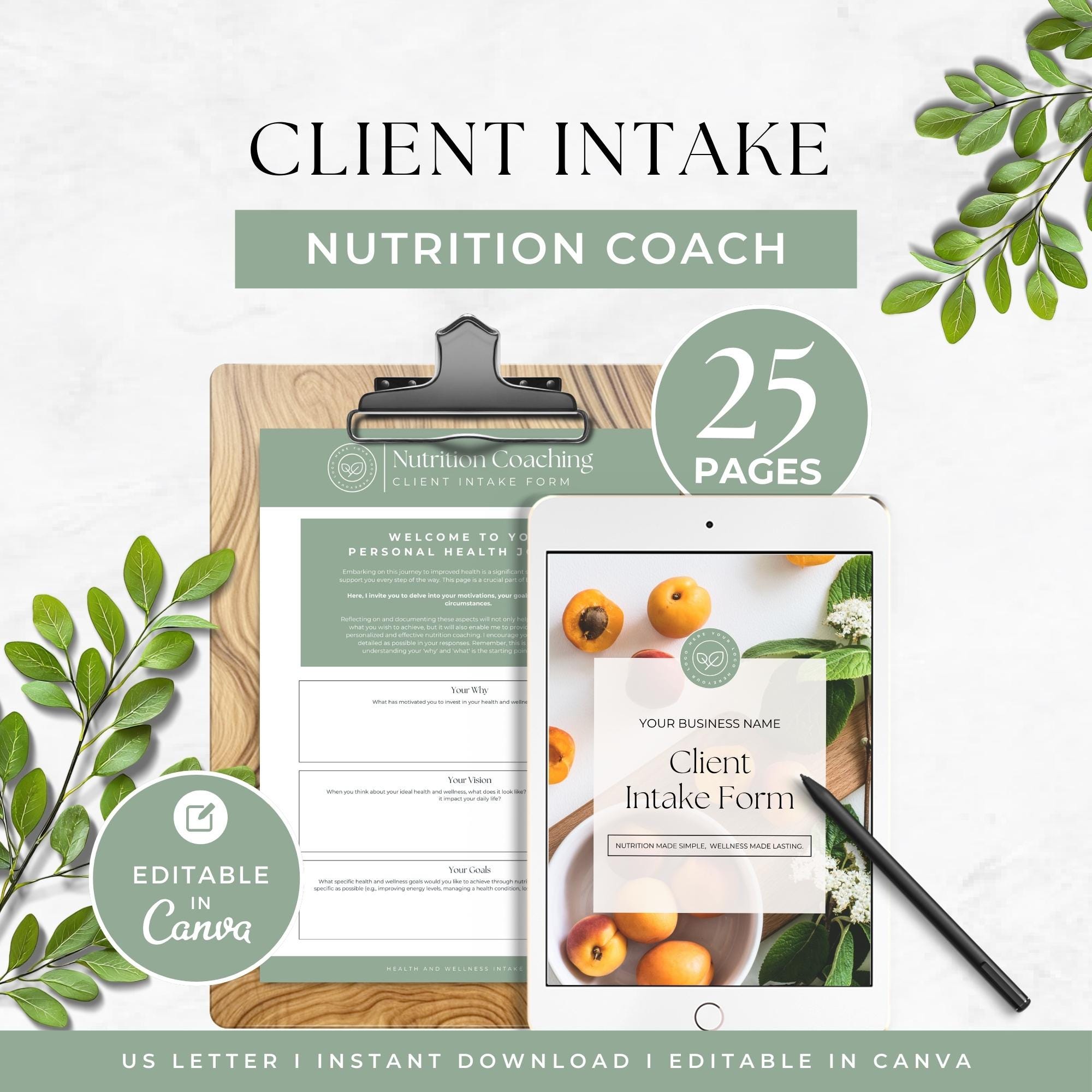 Nutrition Coach Intake Form, Editable New Client Questionnaire, Client ...