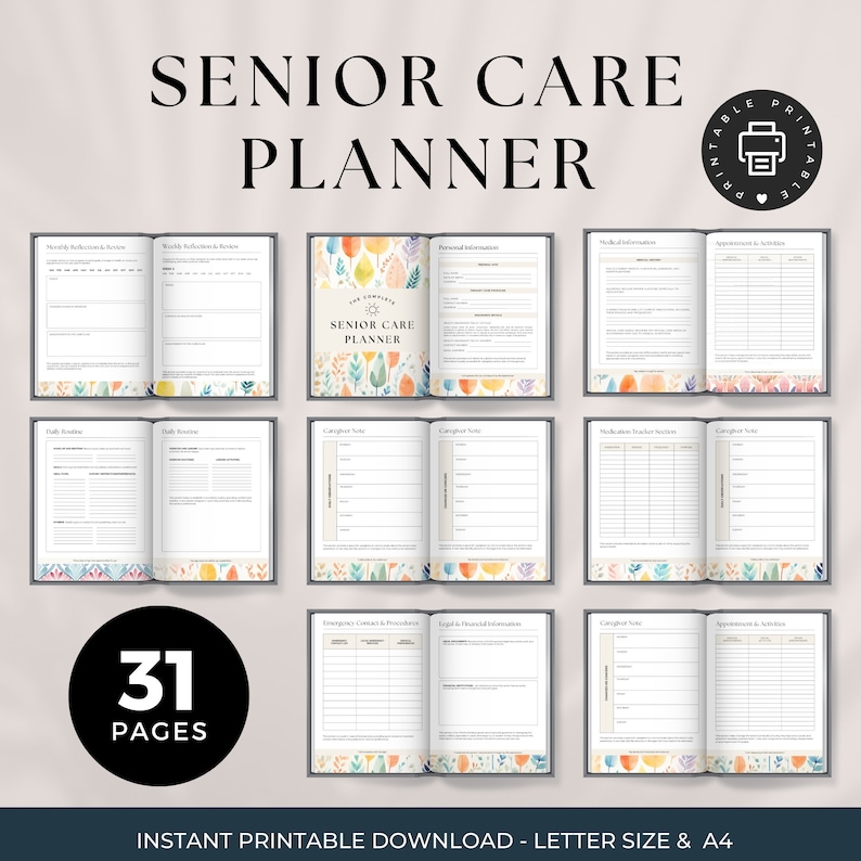 Elderly Care Planner, Caregiving Checklist, Caregiver Task List, Senior ...