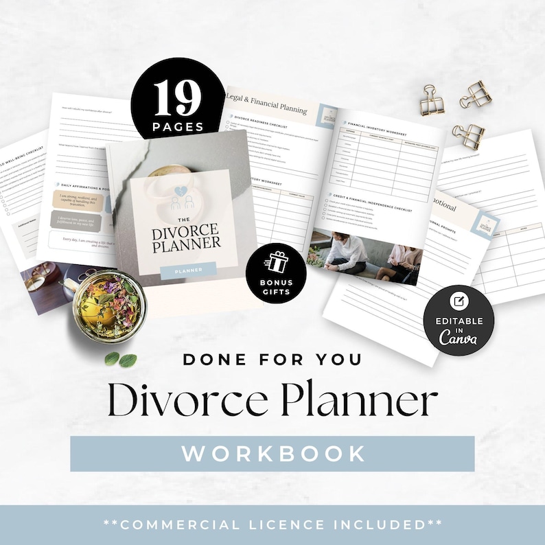 Divorce Planner Template, Co-parenting Checklist, Financial Worksheets ...