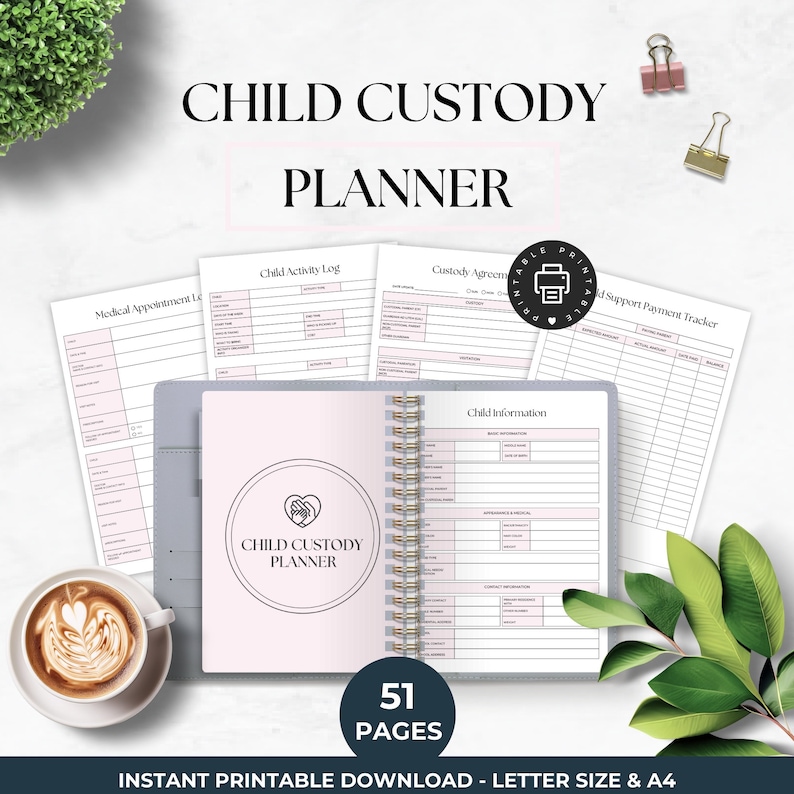 Child Custody Binder Printable, Shared Parenting Planner, Child Support ...