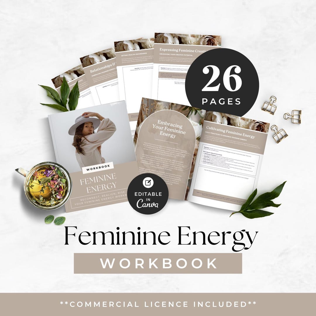 Feminine Energy Workbook, Empowerment Guide, Self-love Worksheets ...