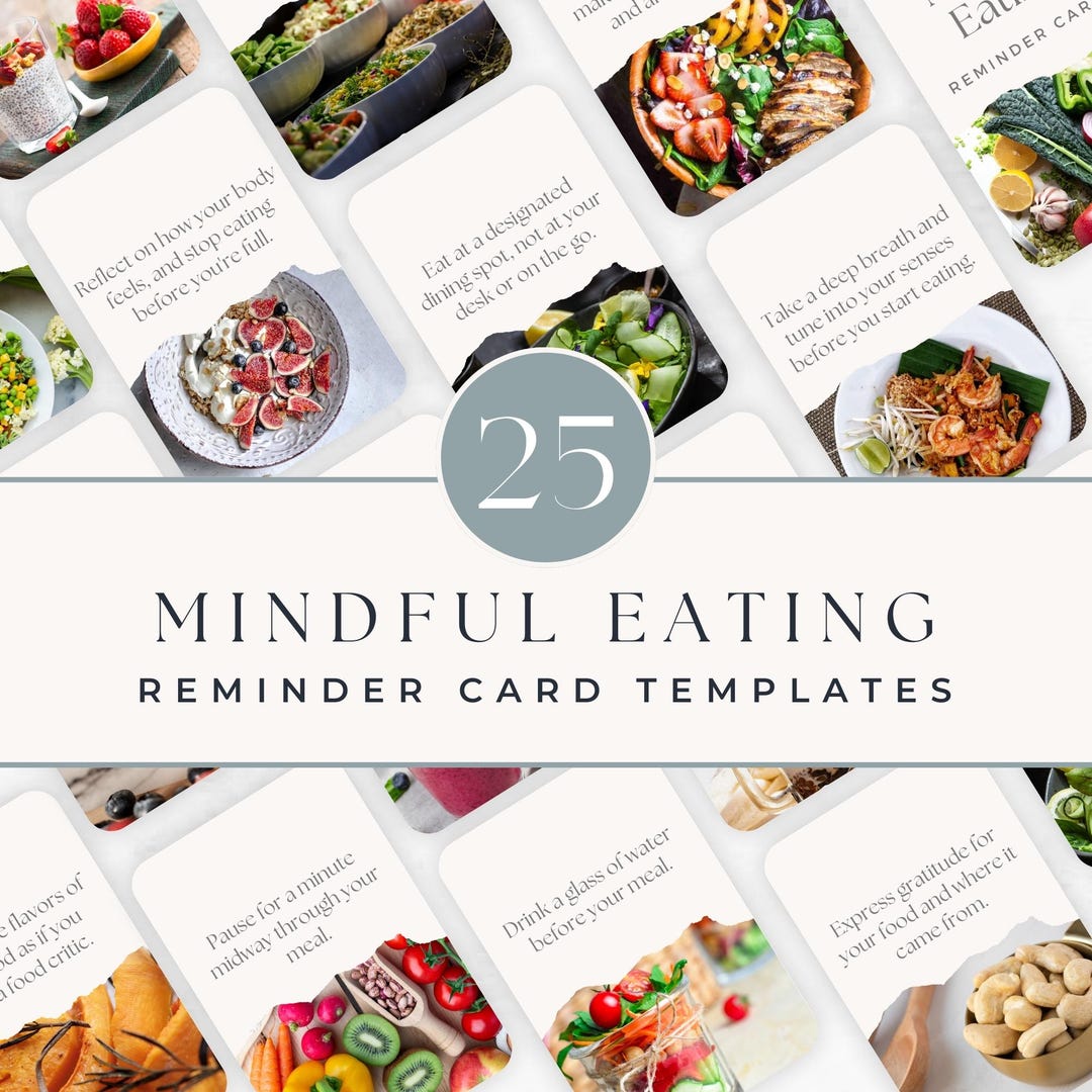 Mindful Eating Reminder Cards, Heath Coach Lead Magnet, Nutritionist ...