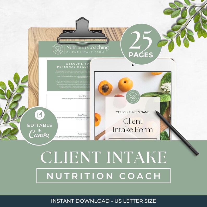 Nutrition Coach Intake Form, Editable New Client Questionnaire, Client ...