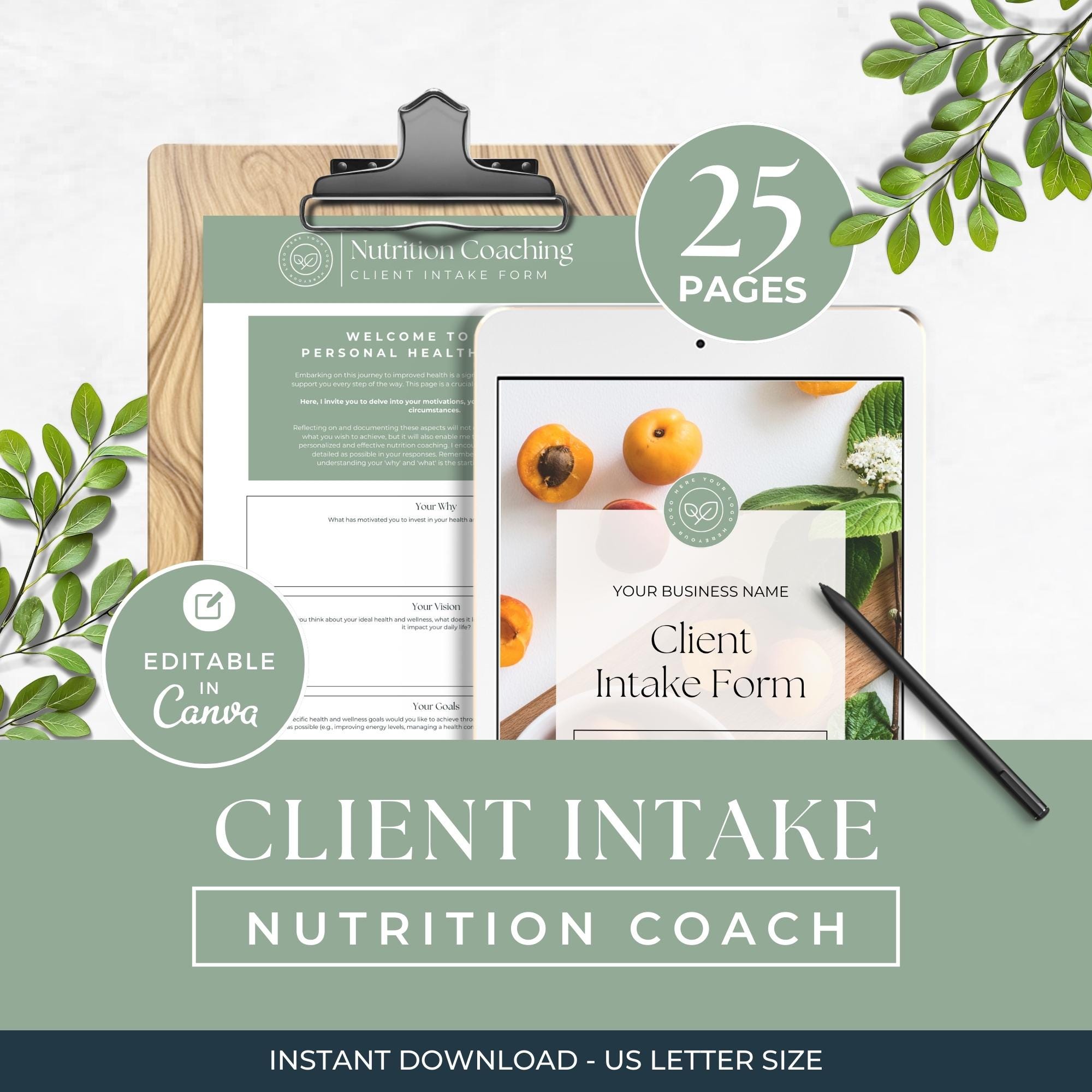 Nutrition Coach Intake Form, Editable New Client Questionnaire, Client ...