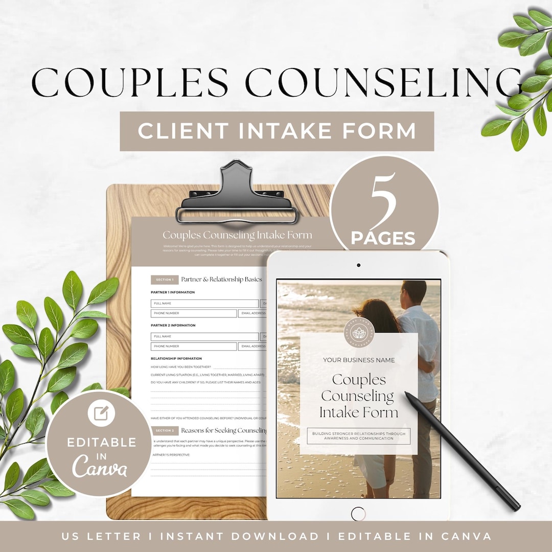 Couples Counseling Intake Form, New Client Questionnaire, Client ...
