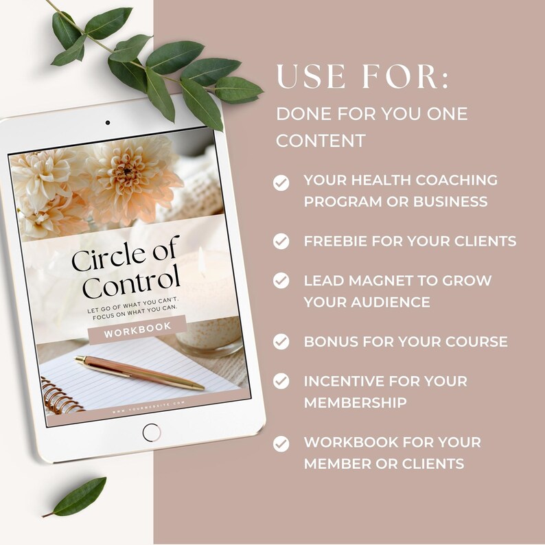 Circle of Control Worksheets Template, Therapy Workbook, Life Coach ...