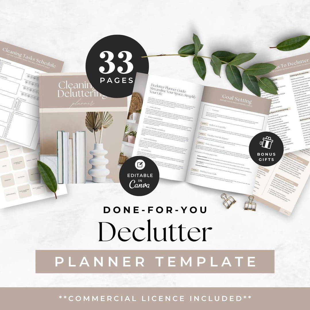 Declutter Planner Editable Template, Home Organization Workbook, Life ...