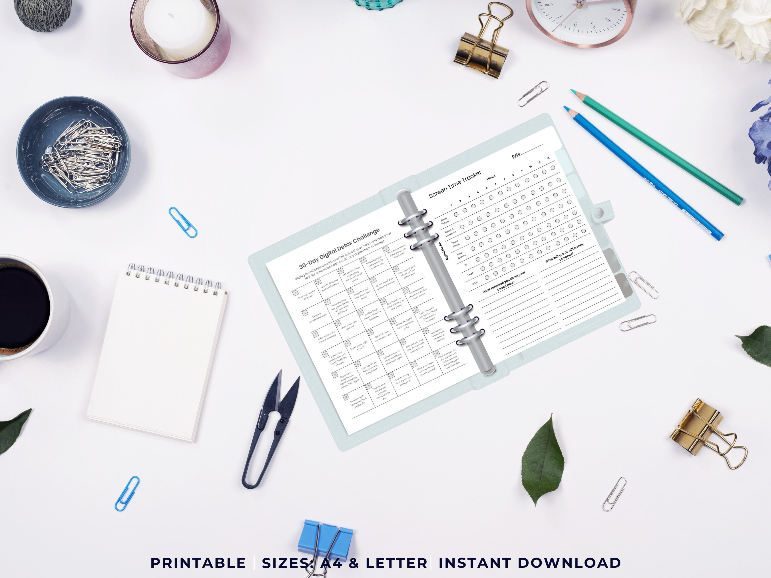 30 Day Digital Detox Challenge Bundle, Screen Time Tracker, Unplugged ...