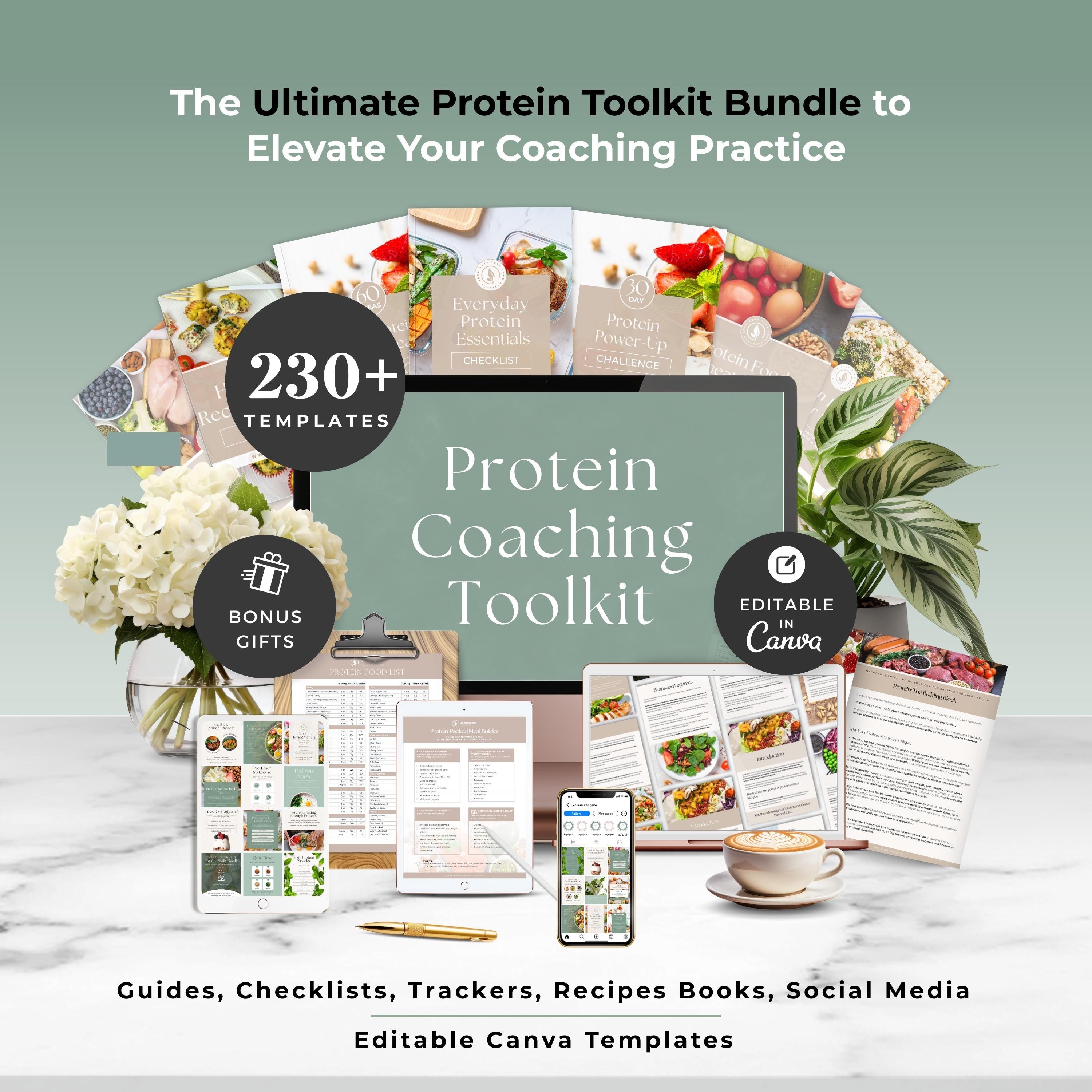 High Protein Coaching Toolkit, Nutritionist Client Handouts, Dietician ...