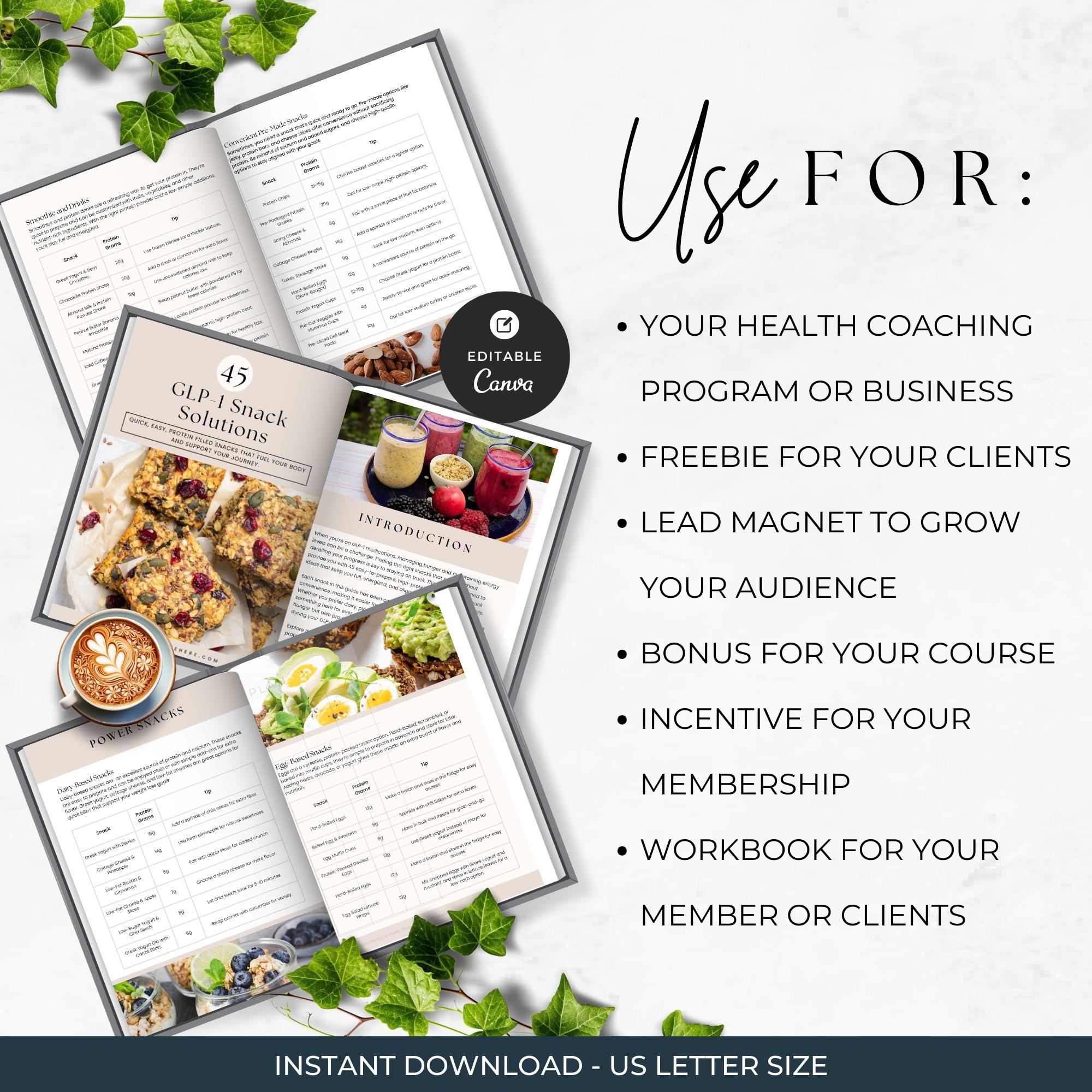 GLP1 Protein Snacks Editable Canva Template, Health Coach Freebie, Lead ...