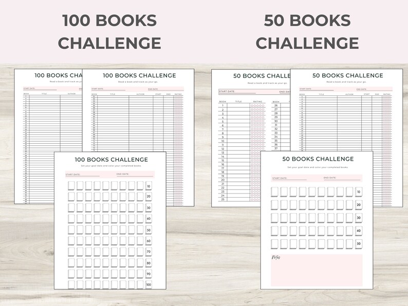 Book Challenge Printable Reading Challenge for Book Lovers Reading ...