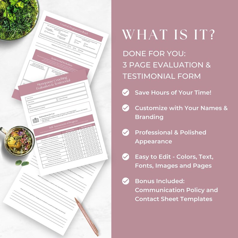 Menopause Coach Feedback Form Template Wellness Program Evaluation 6814