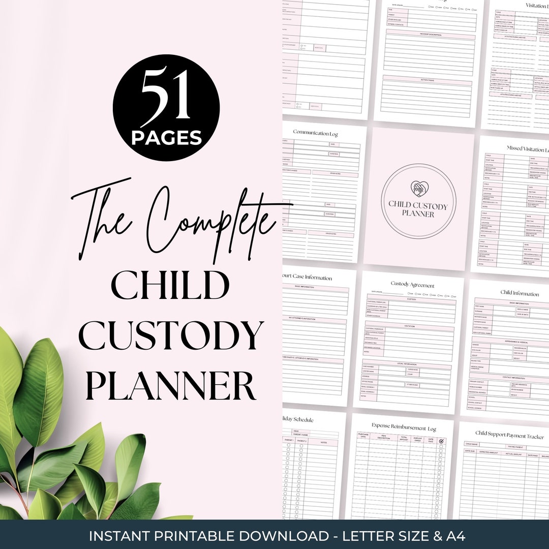 Child Custody Binder Printable, Shared Parenting Planner, Child Support ...