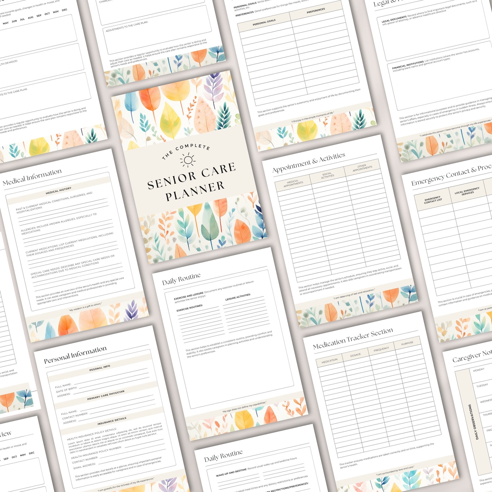 Elderly Care Planner, Caregiving Checklist, Caregiver Task List, Senior ...
