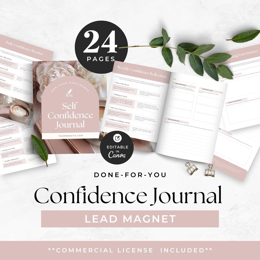 Self Confidence Journal Template, Life Coach Lead Magnet, Personal ...