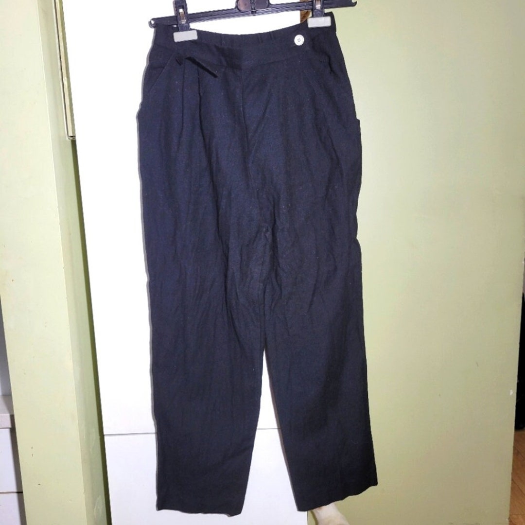 Vintage Koret Wool High Waist Pleated Pants Trouser Black Size - Etsy