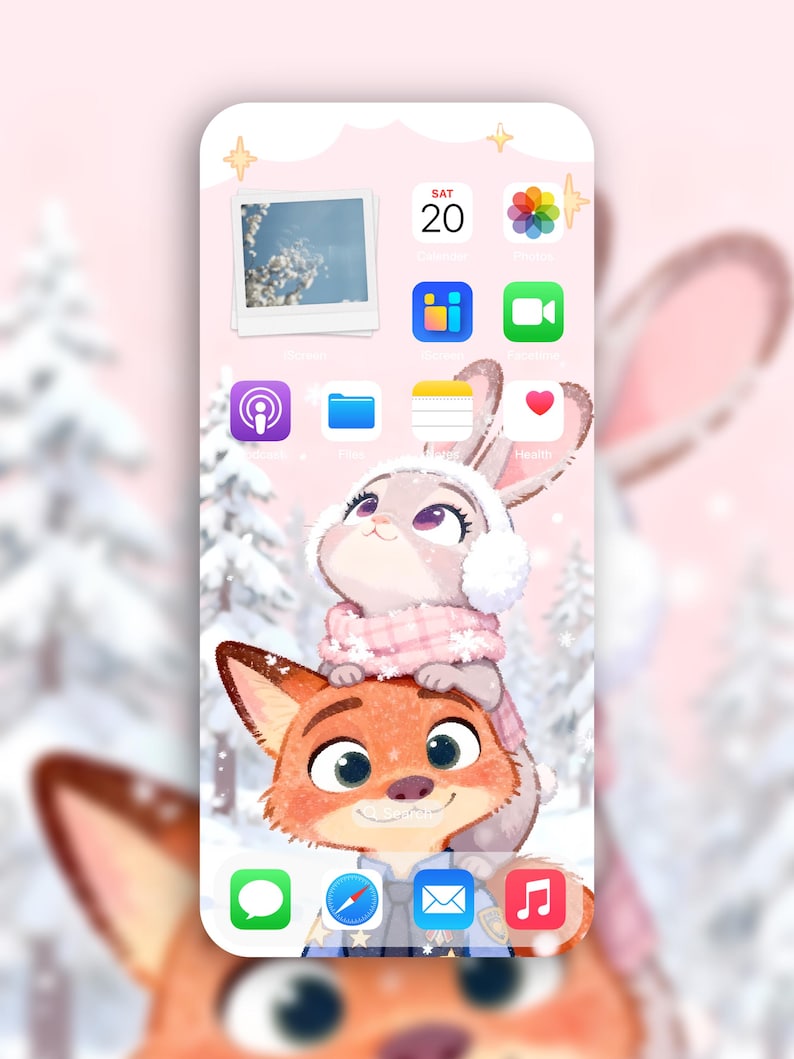 Cute Zootopia iPhone Wallpaper Set | Nick & Judy Winter Snow Aesthetic ...