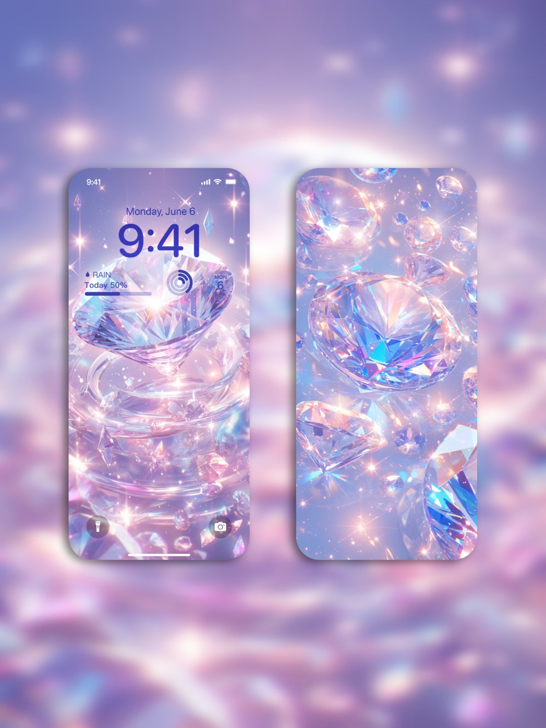 Sparkling Diamond Water Art | 4K Crystal Gem Digital Instant Download ...