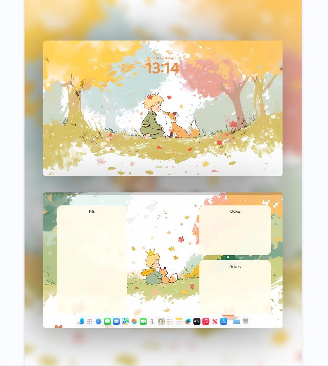 Whimsical Little Prince and Fox Mac Wallpaper Set | Autumn Dreamy Scene ...