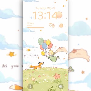 Aesthetic Little Prince iPhone Wallpaper | Flying With Balloons & Fox ...