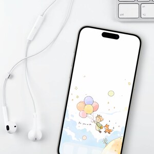 Aesthetic Little Prince iPhone Wallpaper | Flying With Balloons & Fox ...