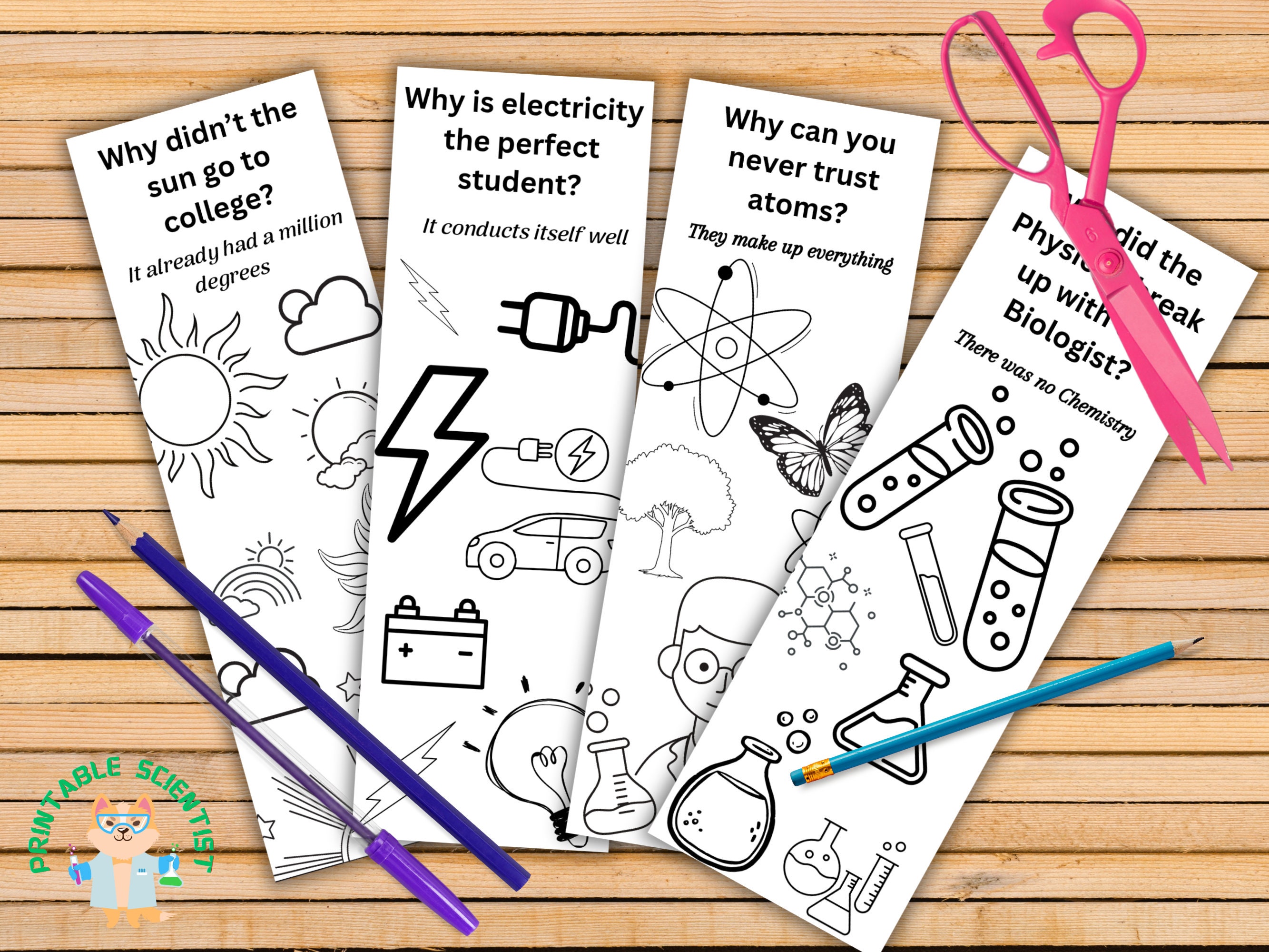 Printable Colouring Funny Science Bookmarks, Printable Colouring Sheets ...