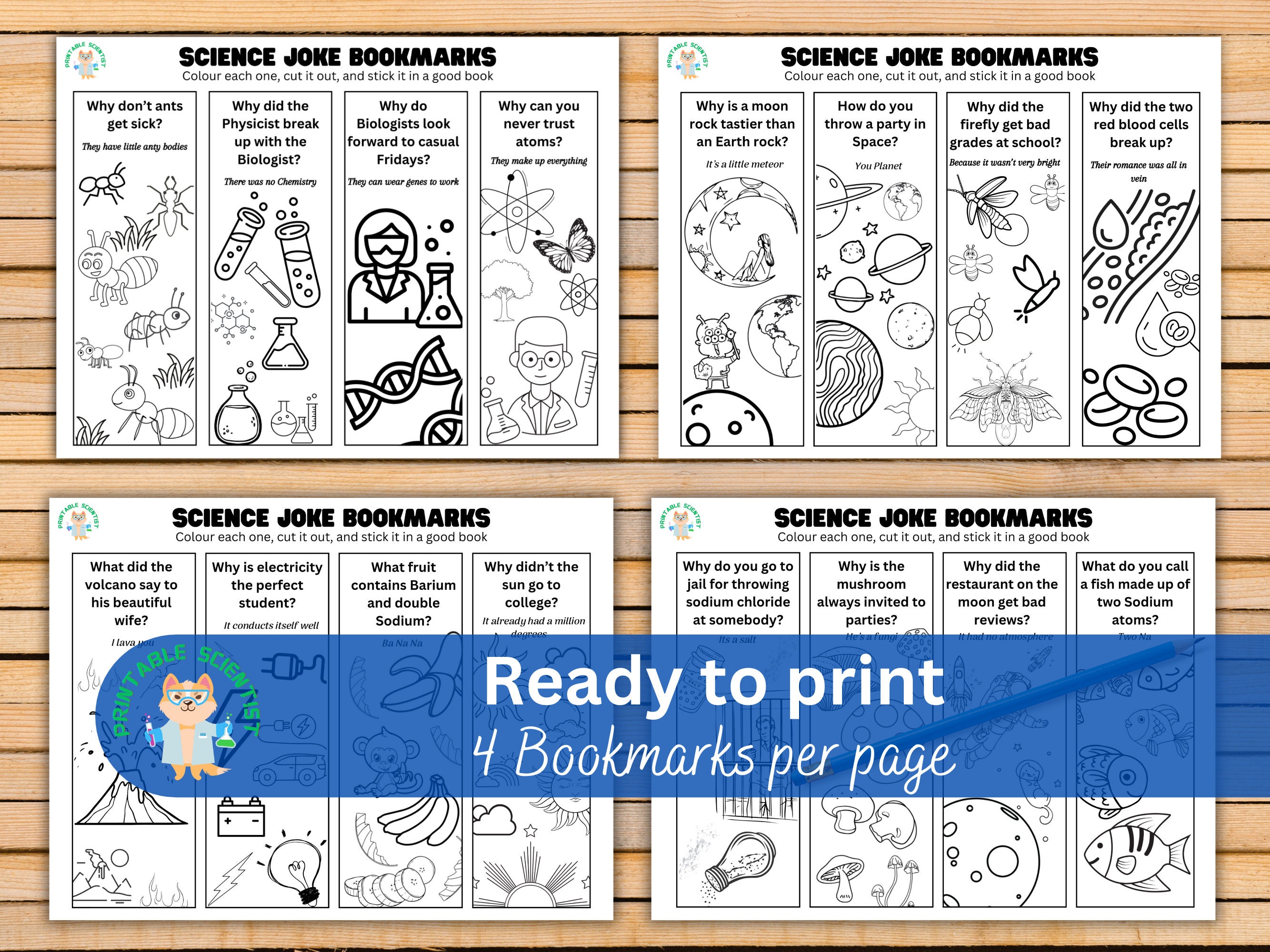 Printable Colouring Funny Science Bookmarks, Printable Colouring Sheets ...