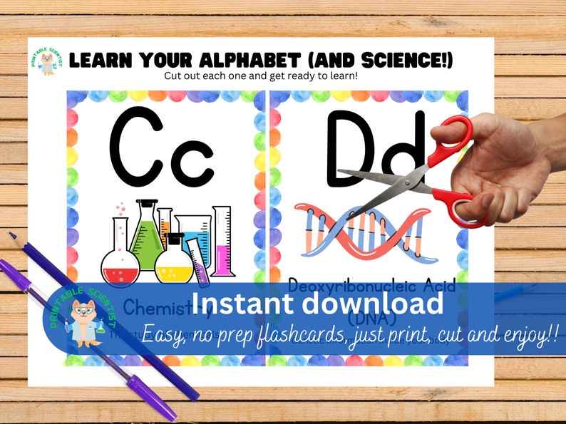 Printable Alphabet Cards, Science Flashcards, Science A-Z Alphabet ...
