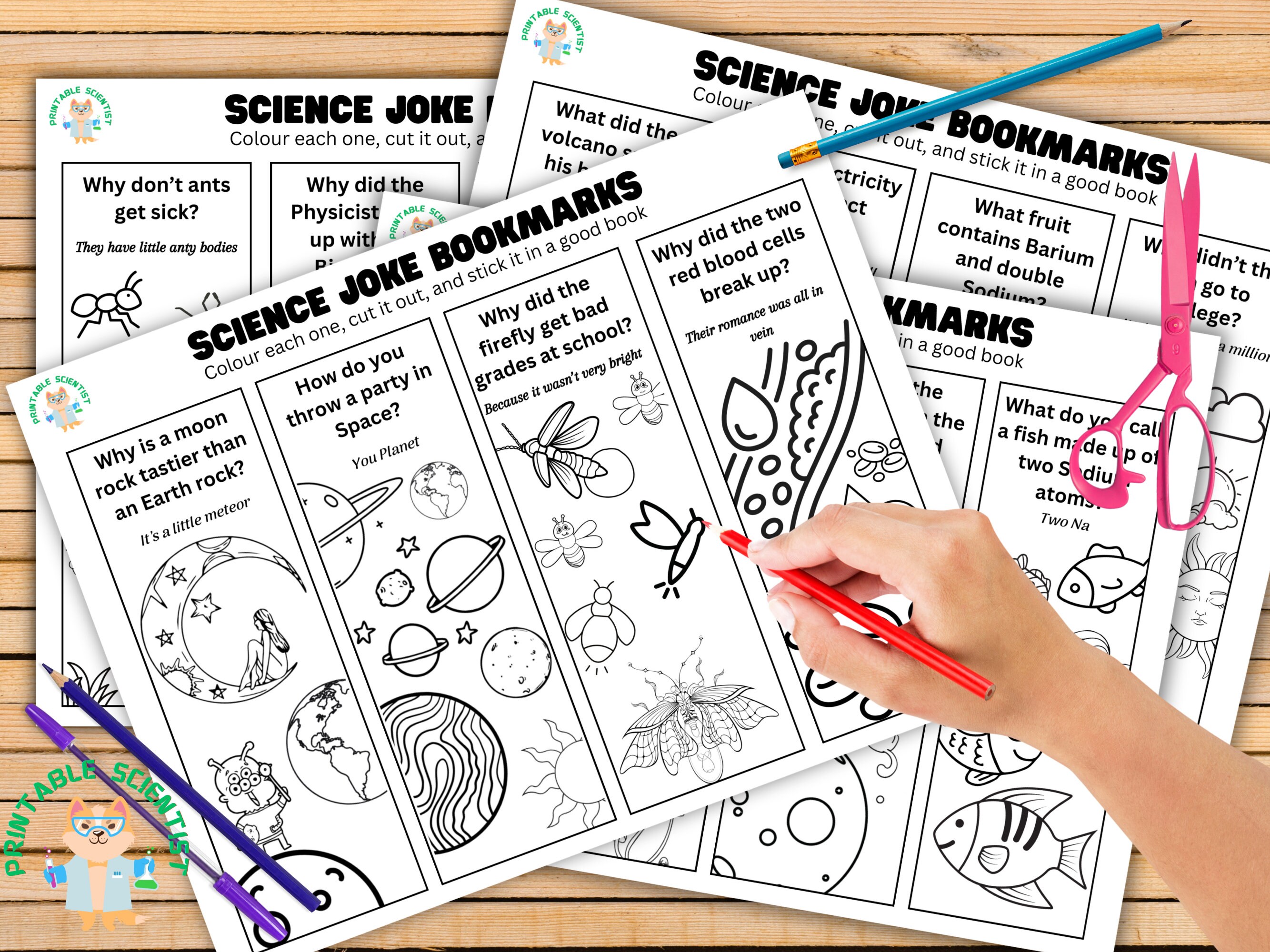 Printable Colouring Funny Science Bookmarks, Printable Colouring Sheets ...