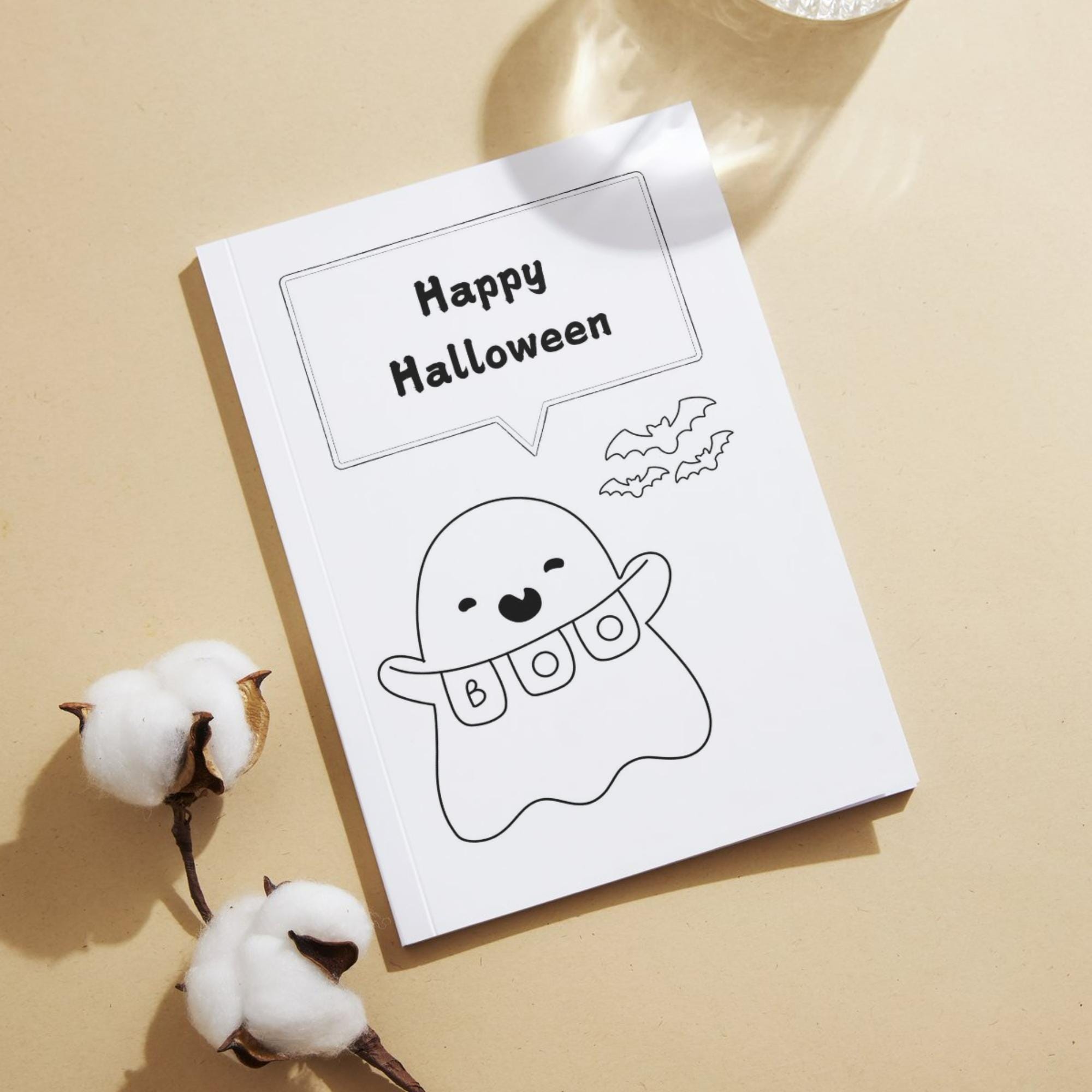 Color Your Own Halloween Ghost Card, Blank Cards, Kids Crafts, Coloring ...