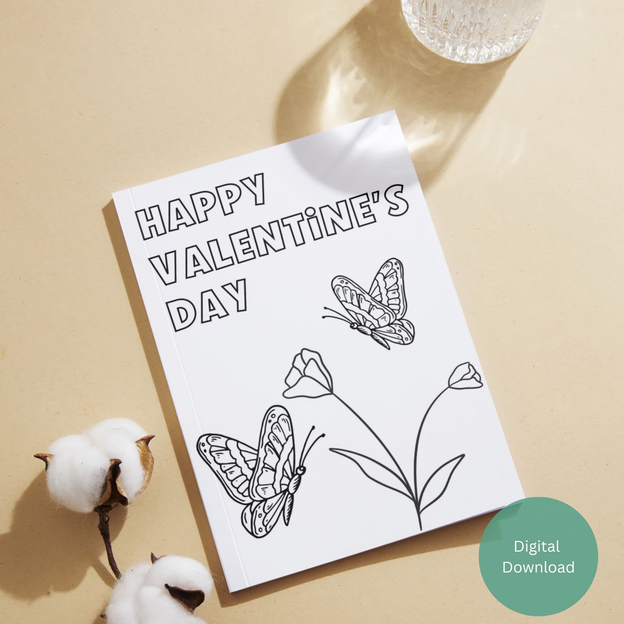 Color Your Own Butterflies Valentine's Day Printable Card, Kids ...