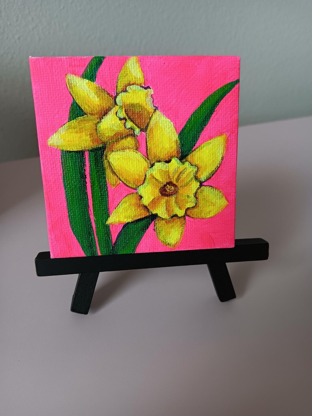 Tiny Buttercup Daffodil Painting With Easel - Etsy