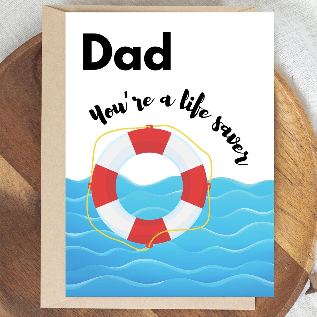 Printable Father's Day Card, Funny Lifesaver Ocean Greeting Card, Dad ...